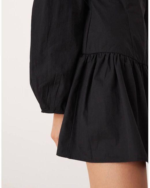 ASOS Cocoon Sleeve Drop Waist Mini Dress in Black | Lyst UK