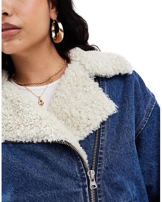 Levi's Sherpa Lined Denim Flight Jacket in Blue | Lyst UK