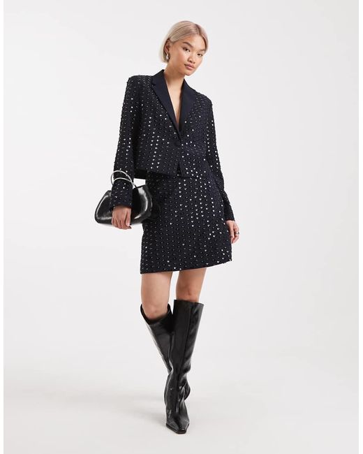 French Connection Sequin Embellished Mini Skirt Co-Ord in Black | Lyst UK