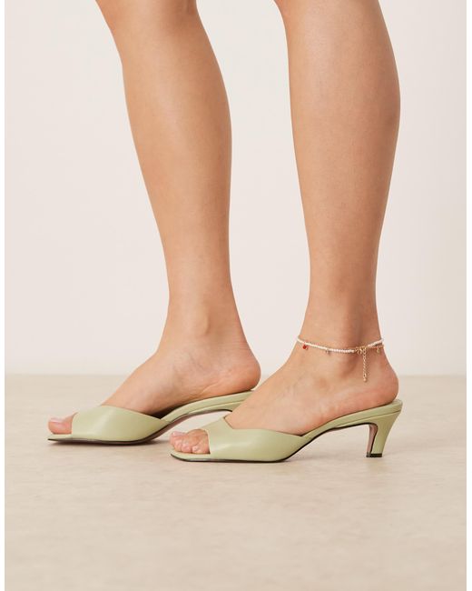 ASOS Hailey Mid-heel Mules in Natural | Lyst