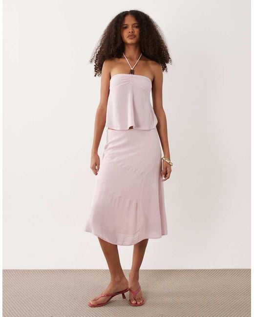 Motel Grain Halter Neck Beaded Top Co-Ord in Pink | Lyst UK