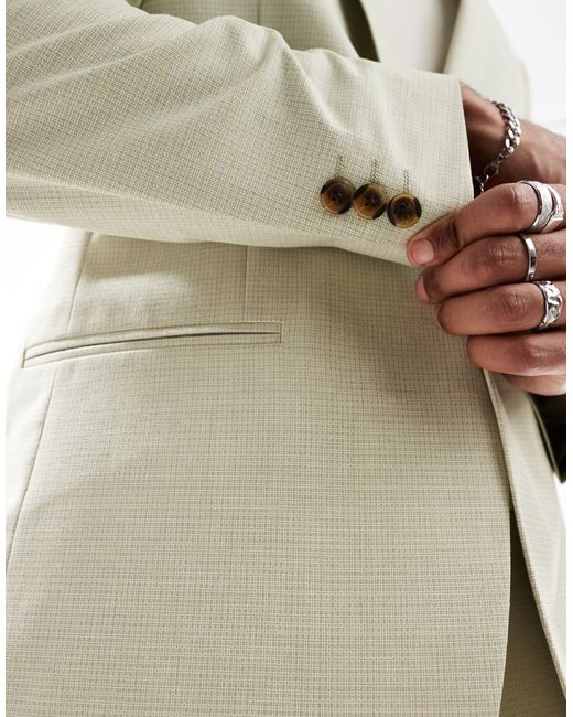 ASOS Slim Basketweave Suit Jacket in White for Men | Lyst