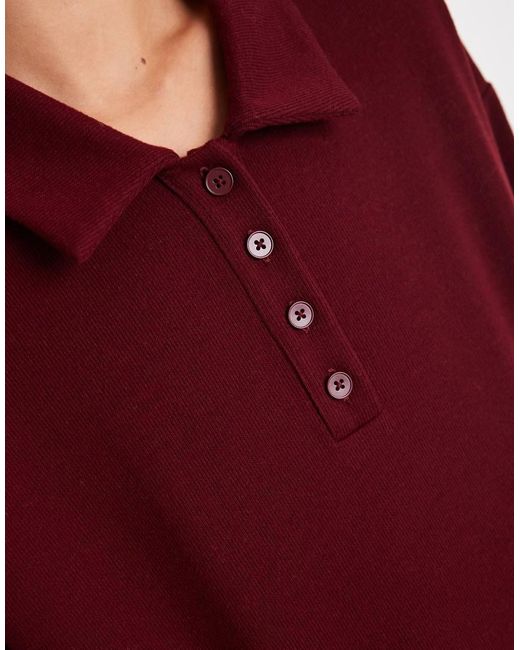 New Look Button Up Polo Jumper in Red | Lyst UK