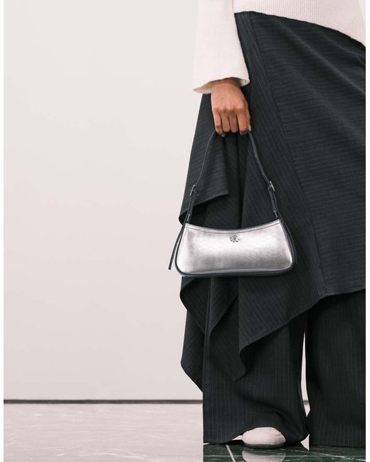 Calvin Klein Small Shoulder Hand Bag With Hardware Logo in Natural ...