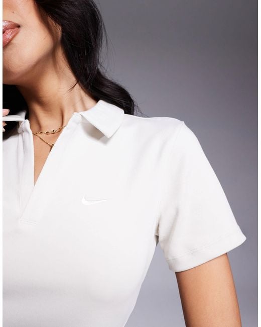 Nike Essential Cropped Polo in White | Lyst