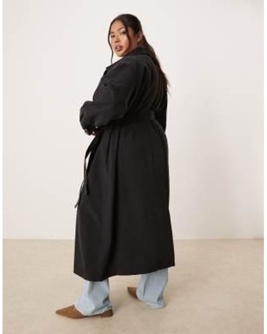 ASOS Asos Design Curve Waterfall Collar Trench Coat in Black | Lyst