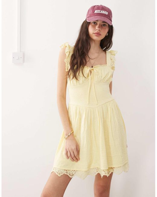 Reclaimed (vintage) Western Summer Dress With Cinched in Natural | Lyst