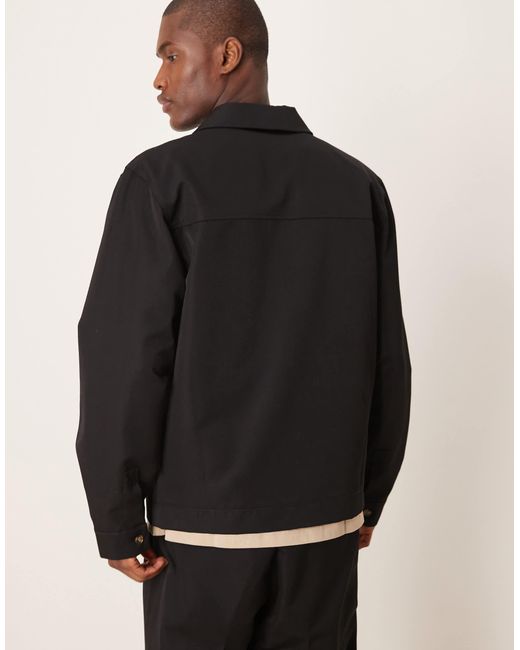 ASOS Smart Co-ord Revere Harrington in Black for Men | Lyst