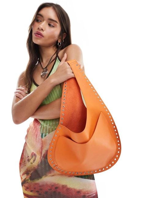 Mango X Siedres Studded Leather Bag in Orange | Lyst UK