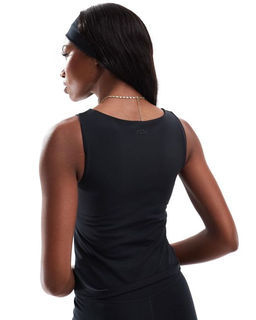 ASOS Icon Boat Neck Tank With Inner Bra in Black | Lyst