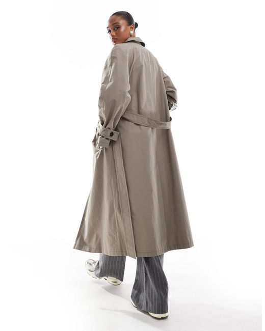 ASOS Asos Design Tall Funnel Neck Oversized Longline Trench Coat in ...