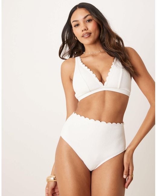 Peek & Beau Fuller Bust Scallop High Waist Bikini Bottom in Brown | Lyst