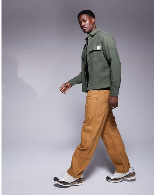 ASOS Boxy Overshirt With Badge in Gray for Men | Lyst