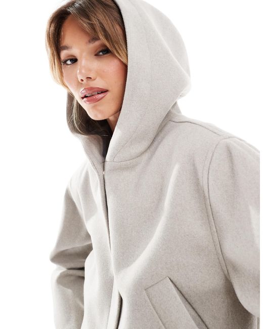 ASOS Formal Cropped Jacket With Hood in Gray | Lyst