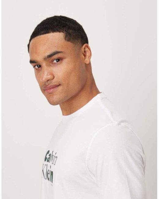 Calvin Klein Large Logo Font T-shirt in White for Men | Lyst UK