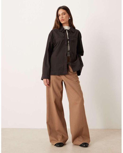 ASOS Oversized A-line Jacket With Tie Front in Black | Lyst UK