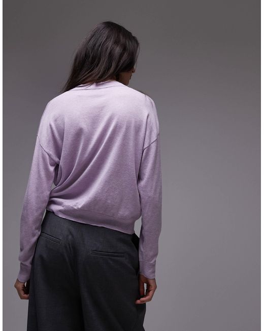 Mango Oversized Cardigan in Purple | Lyst