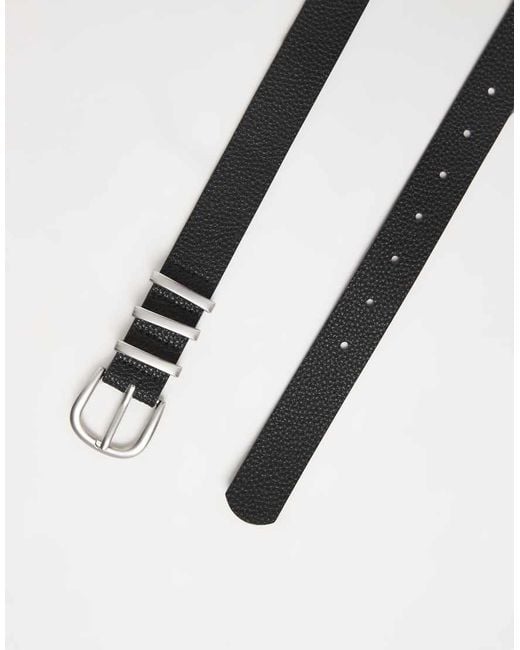 Pieces Plus Pieces Curve Silver Buckle Belt in Blue | Lyst UK
