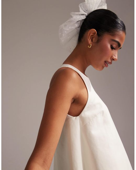 ASOS Structured Satin Mini Shift Dress in Natural | Lyst