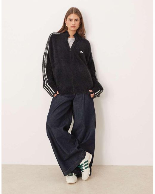 adidas Originals Classic Fuzzy Track Top in Black for Men | Lyst UK
