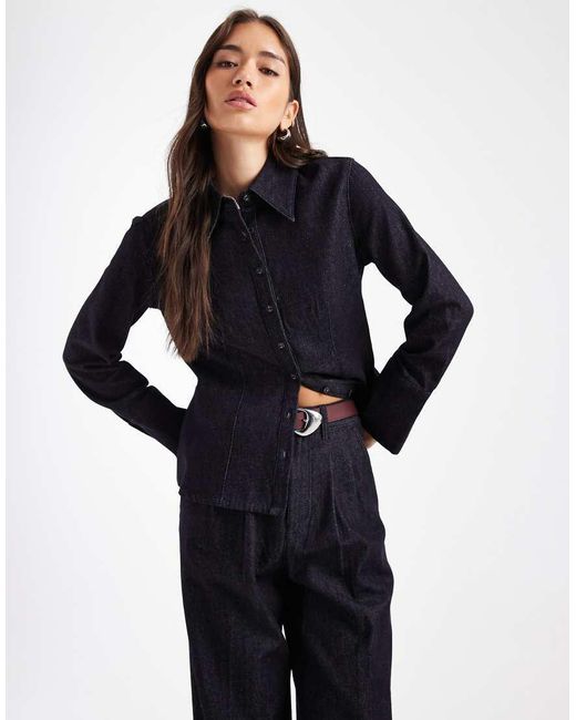 French Connection Cinched Denim Shirt Co-ord in Blue | Lyst UK