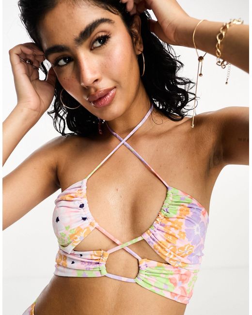 Asos Mix And Match Keyhole Cross Neck Bikini Lyst