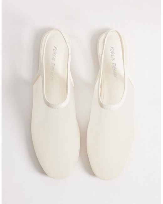 Public Desire Farrah Slingback Mesh Flats in White | Lyst