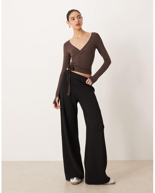 Gina Tricot Mix And Match Long Sleeve Soft Wrap Cardigan in Brown | Lyst