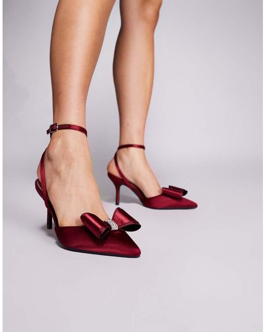 New Look Satin Bow Court Heels in Pink | Lyst UK