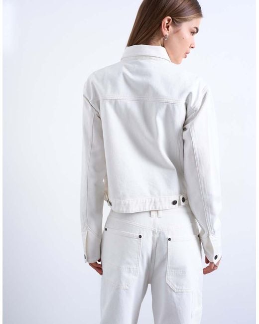 TOPSHOP Denim Utility Jacket in White | Lyst UK