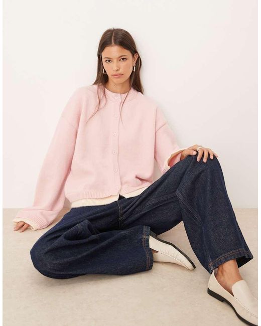 ASOS Knitted Oversized Cardigan With Double Layer in Blue | Lyst UK