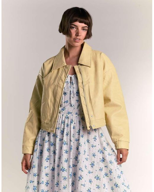 Glamorous Zip Up Coller Jacket in Yellow | Lyst UK