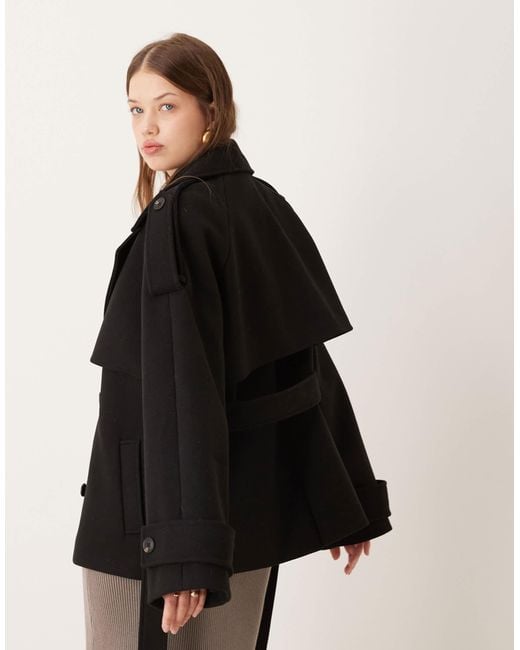ASOS Oversized Formal Trench Coat With Strong Shoulder in Black | Lyst