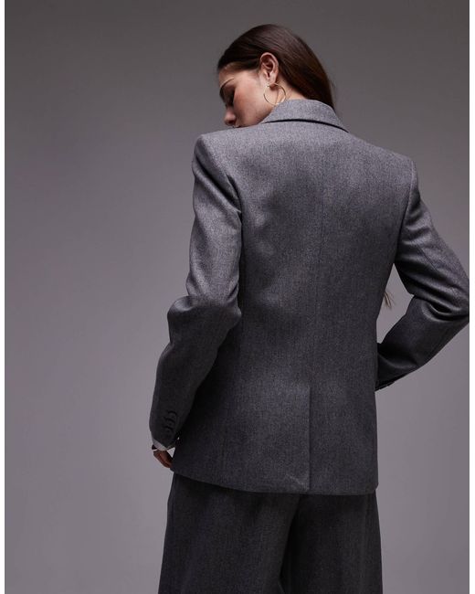 Mango Brushed Wool Touch Blazer Co-ord in Gray | Lyst