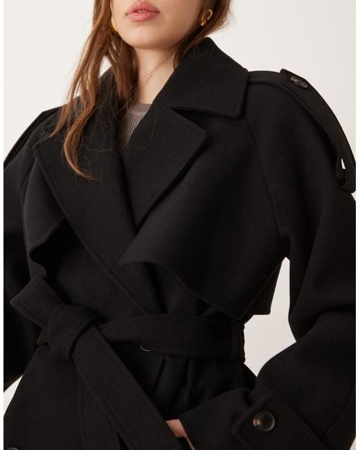 ASOS Oversized Formal Trench Coat With Strong Shoulder in Black | Lyst