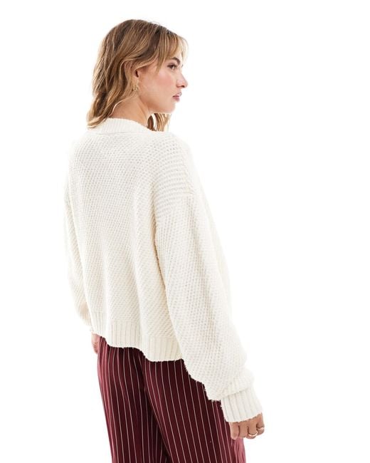 Mango Zip Through Knitted Jacket in White | Lyst