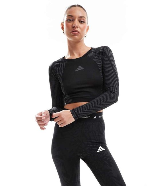 adidas Originals Adidas Training Seamless Long Sleeve Top in Black ...