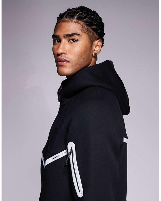 Nike Tech Fleece Reflective Full Zip Hoodie in Black for Men | Lyst UK