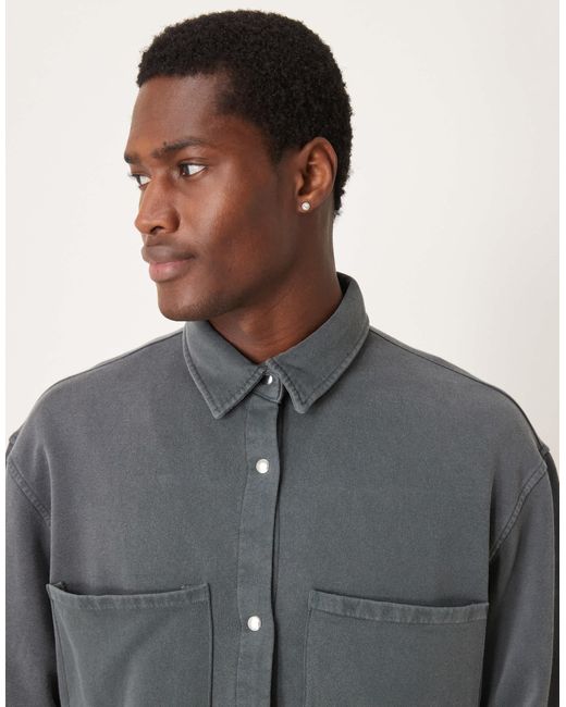 ASOS Oversized Shacket With Volume Sleeve in Gray for Men | Lyst