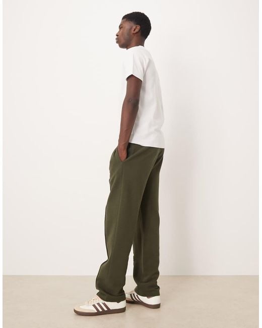 ASOS Ribbed Straight Leg Trackies With Pin Tucks in Natural for Men ...