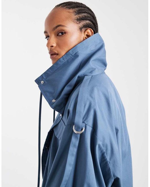 ASOS Utility Funnel Neck Jacket in Blue | Lyst UK