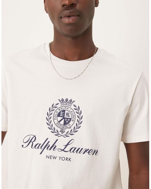Polo Ralph Lauren Plastisol Crest Logo T-shirt in Natural for Men | Lyst