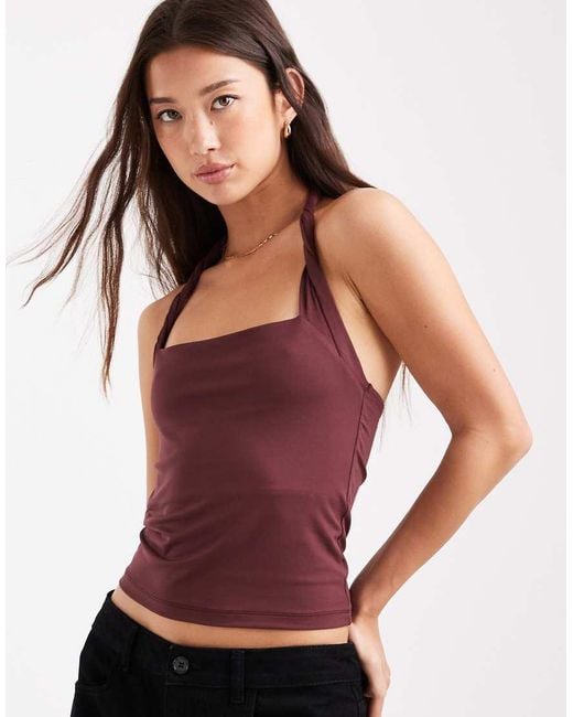 ASOS Twist Strap Halter Top in Purple | Lyst UK