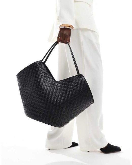 ASOS Weave Tubular Tote Bag in Black | Lyst UK