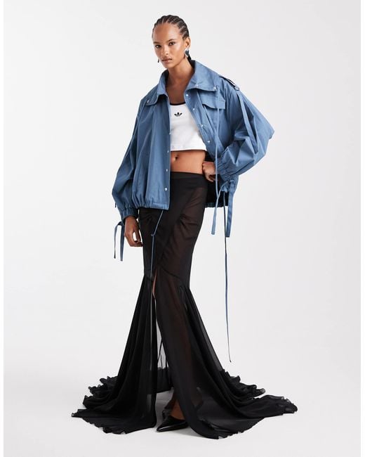 ASOS Utility Funnel Neck Jacket in Blue | Lyst