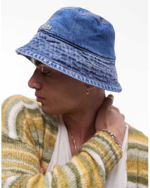 Lacoste Denim Bucket Hat in Blue for Men | Lyst