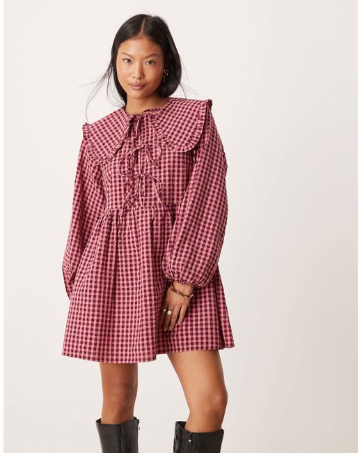 Nobody's Child Petite Blaze Collar Mini Dress in Red | Lyst