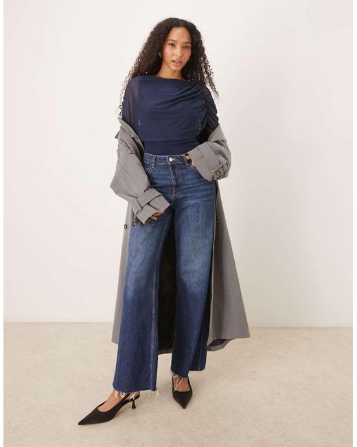 ASOS Mesh Cape Top in Blue | Lyst UK