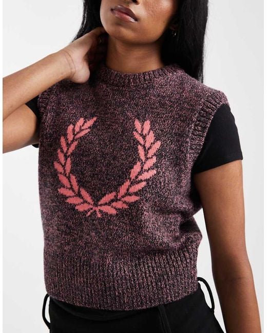 Fred Perry Marl Jumper in Red | Lyst UK