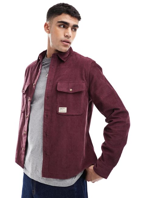 ASOS Boxy Cord Overshirt With Badge in Purple for Men | Lyst